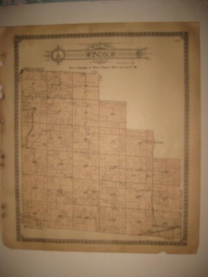ANTIQUE 1914 WINDSOR TOWNSHIP SHELBY COUNTY ILLINOIS HANDCOLORED MAP ...