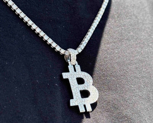 2.00 Ct Natural Moissanite Bitcoin Letter B Men's Pendant IN 925 ...