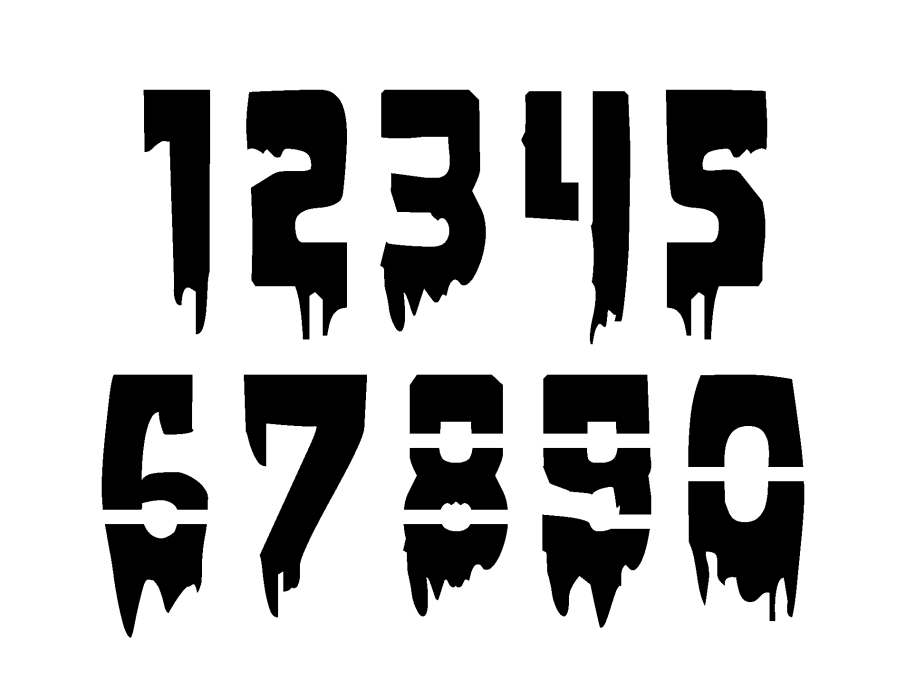 DRIPPING BLOOD Numbers Stencil - 3 Inch Halloween Font Address House ...