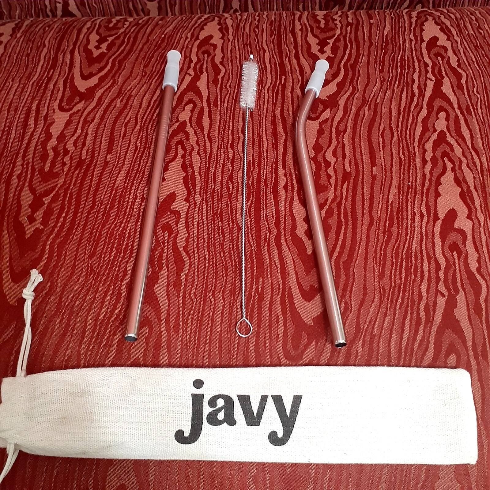 JAVY Stainless Steel Metal Silicone Tip Reusable Straw Set In Javy Bag ...