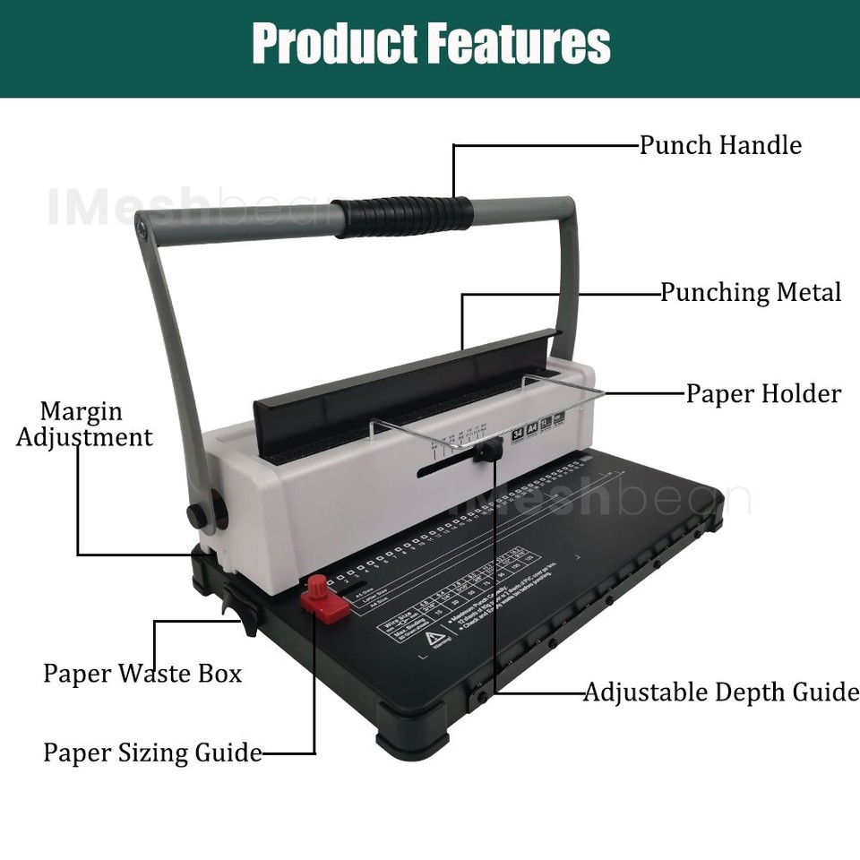 Manual Spiral Coil Binding Machine 34 Holes Puncher Documents Office ...