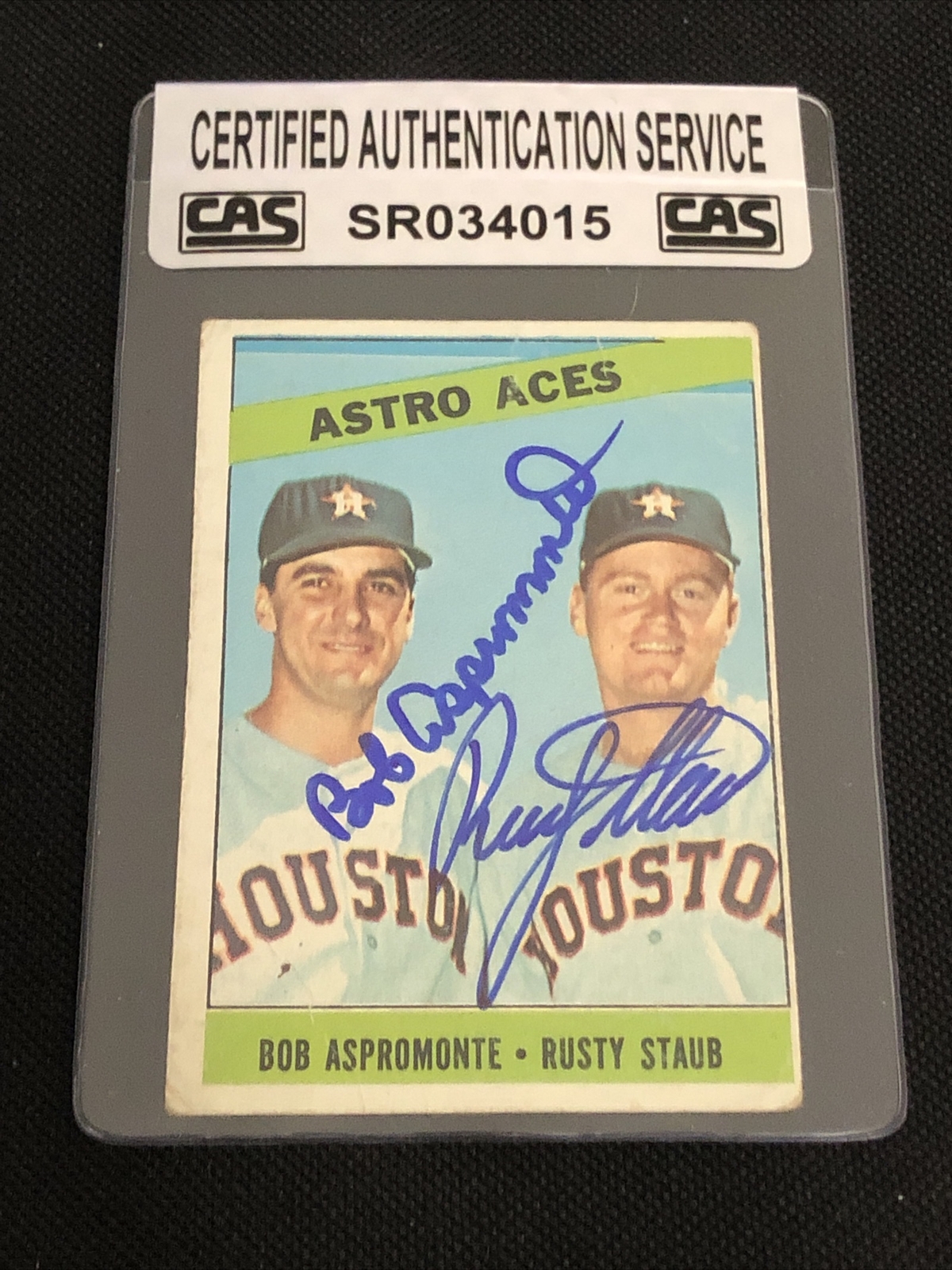 BOB ASPROMONTE & RUSTY STAUB 1966 TOPPS SIGNED AUTOGRAPHED CARD CAS ...