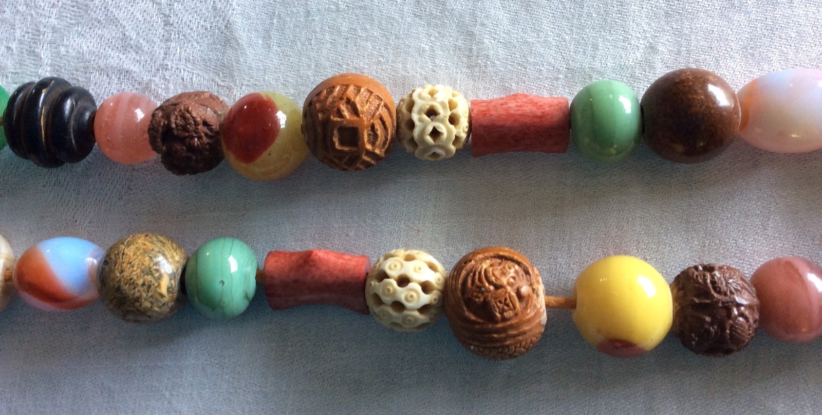 Meiji 95 Japanese Ojime Beads Carved Porcelain Laquer Amber Double Mask ...