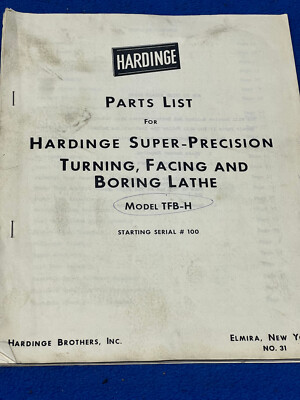 Hardinge Parts List for hardinge Super Precision Turning Lathe P-148 | eBay