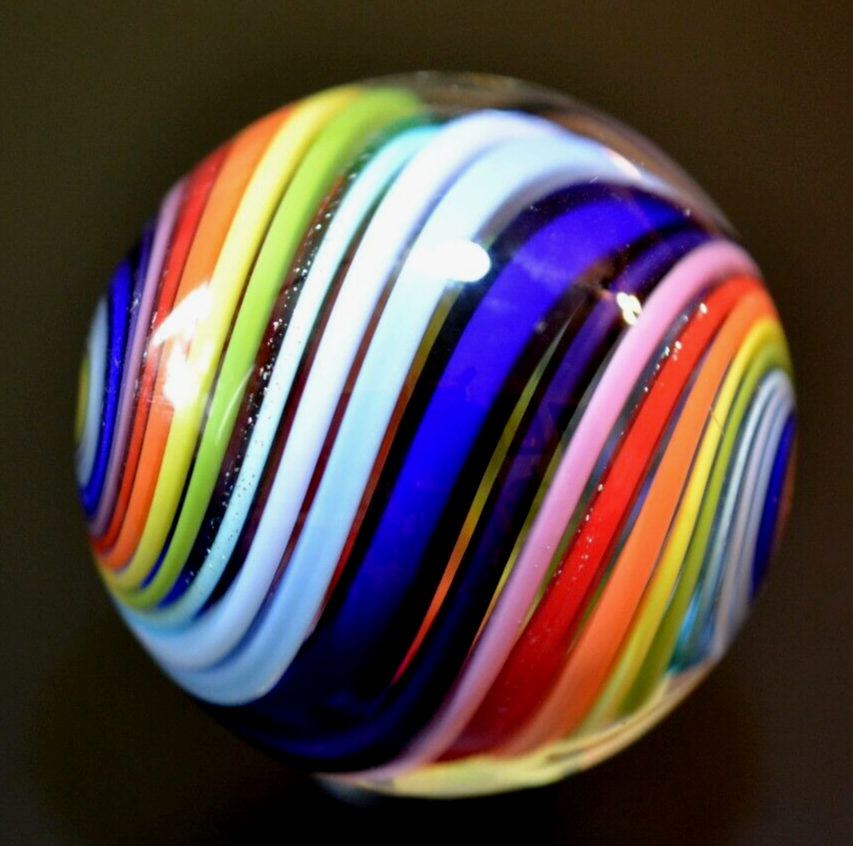 EDDIE SEESE GLASS MARBLE/1.793"-MULTI-COLORED DT SILVER DICHROIC-ICE ...
