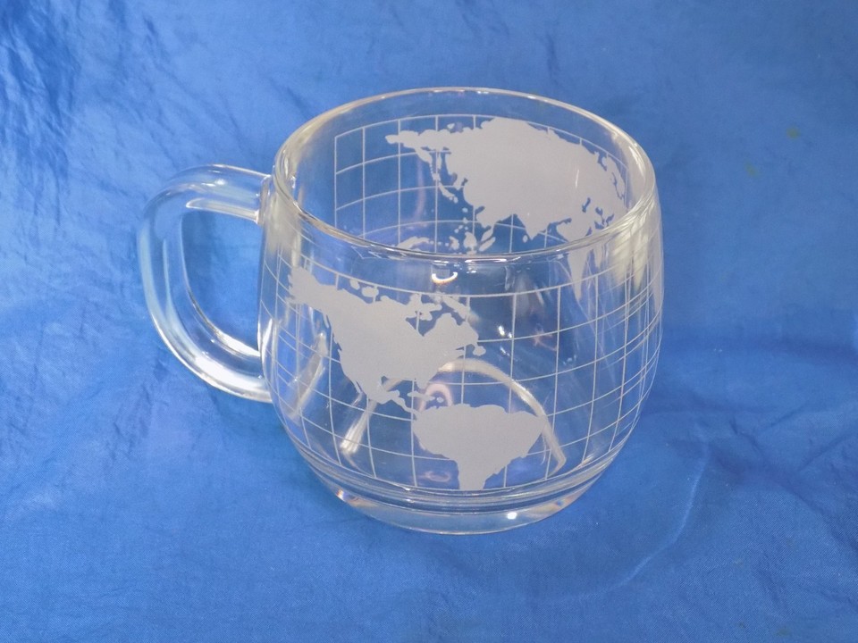 NESCAFE World Map Coffee Mug Set of 2 Clear Glass w/ 'Etched' Map | eBay