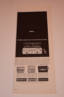 Vintage 1965 Sony Superscope 905 Recorder Print Ad. | eBay