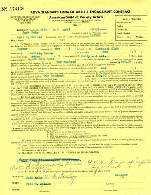Jack Ruby - Document Signed - Hires Exotic Dancer for Carousel Club in ...