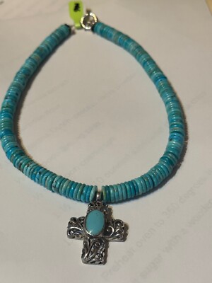 Native American Style Turquoise Heishi Necklace Sterling Turquoise ...