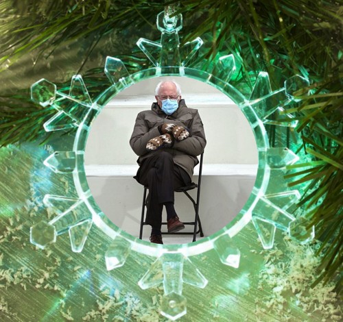 Snowflake Bernie Sanders Mittens Meme Blinking Holiday Christmas Tree ...