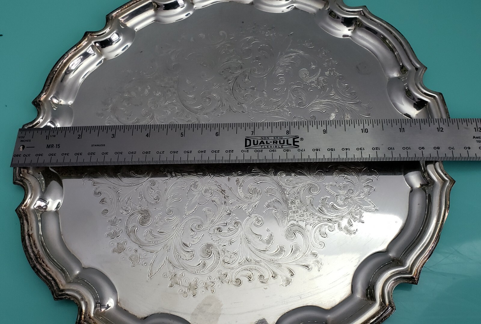 12" Crafton Round Tray Frank Hawker LTD England Silver over Copper | eBay
