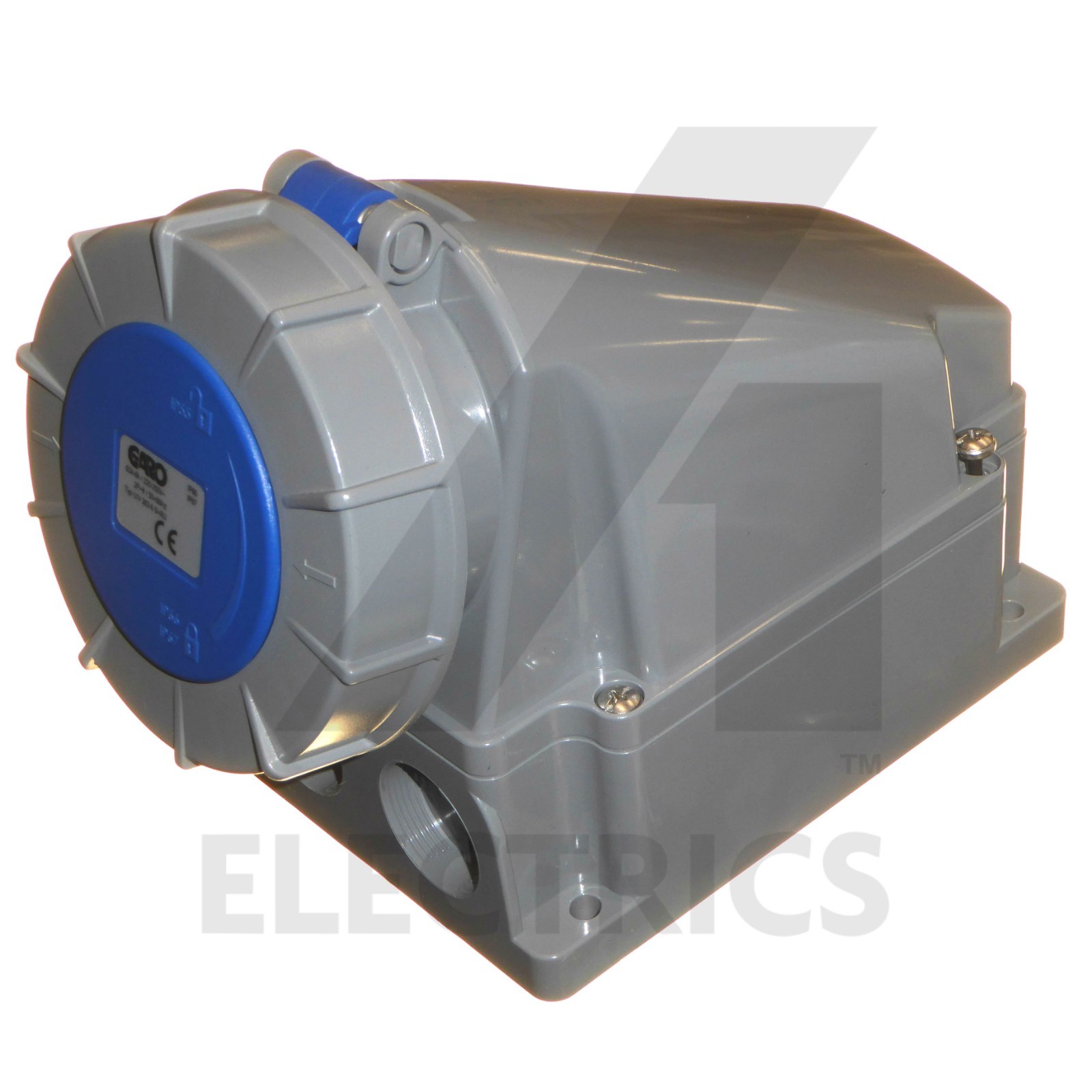 63A Wall Mount Socket 3 Pin 2P+E Waterproof IP67 Single Phase 63 Amp ...