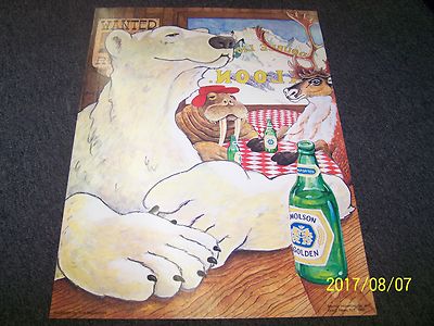 1982 MOLSON GOLDEN COLLEGE POSTER W/ POLAR BEAR, WALRUS & DEER AT ...