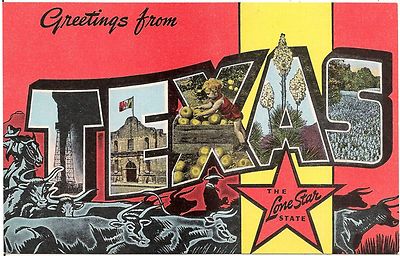 Greetings From Texas The Lone Star State Large Letter Linen Postcard | eBay