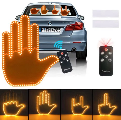 Car Middle Finger Gesture Light Funny Road Rage Signs Rear Window Light ...