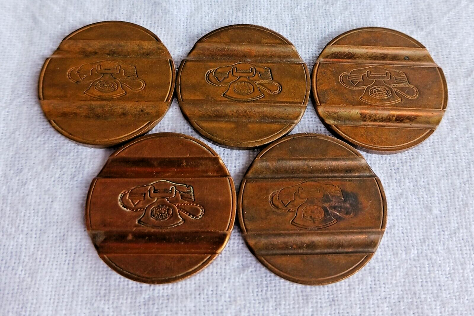 Lot of 5 - Gettone Telefonico - Italian Phone Token Coins - Each w ...