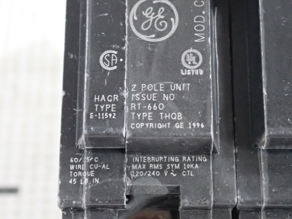 THQB2160 General Electric 60 Amp 2 Pole 120/240 Volt Bolt on Circuit ...