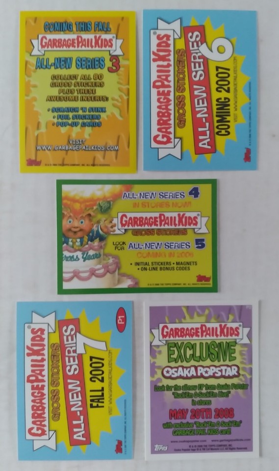 GPK Garbage Pail Kids ANS 3-7 Promo Card Set of 5 Batman Star Trek ...