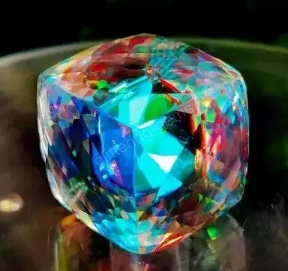 Certified 200CT Natural Huge Mystic Topaz Rainbow Color Cube Cut Loose ...