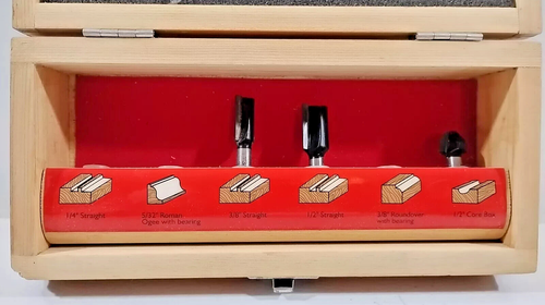 3pc Skil ROUTER MOLDING BIT SET with Dovetail WOOD CASE cut shaper mold ...