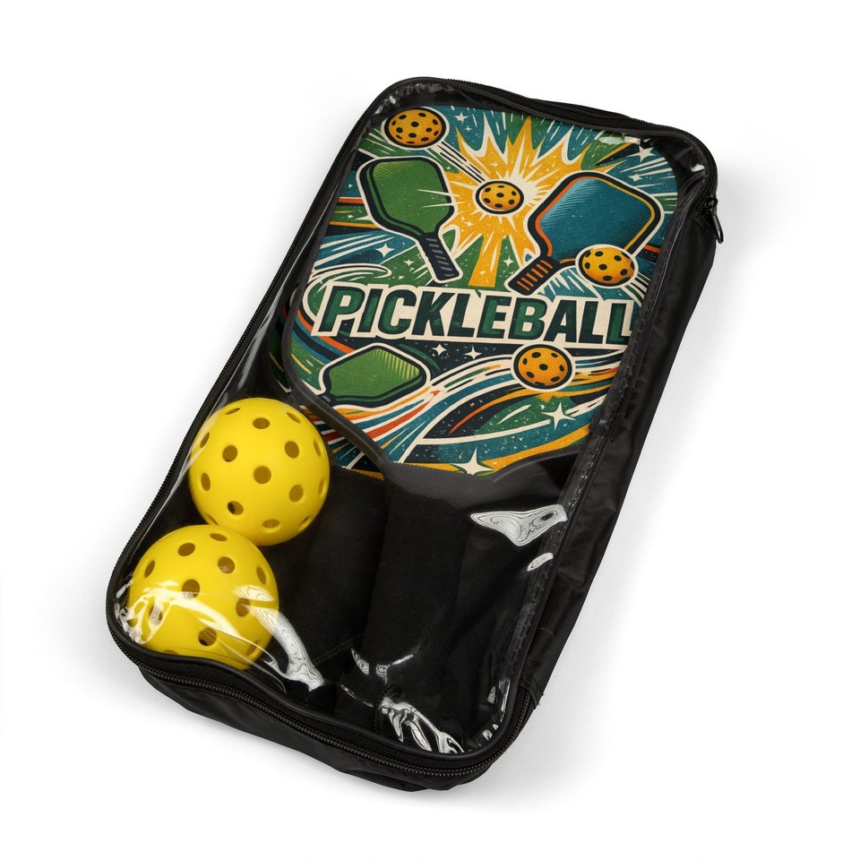 Retro Pickleball Paddles Pickleball Kit | Sport Graphic, Neon Burst ...