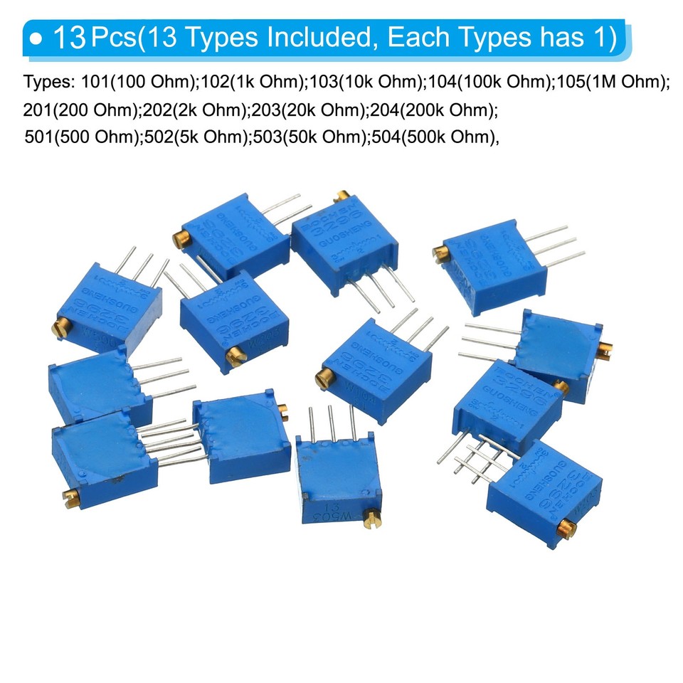 Variable Resistor Assorted Kit 13pcs 101R to 1M Ohm Trimmer ...