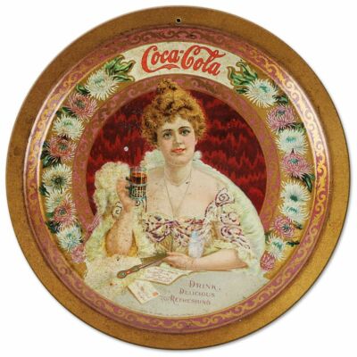 COCA COLA LADY WITH LETTERS 14" ROUND HEAVY DUTY USA MADE METAL ...