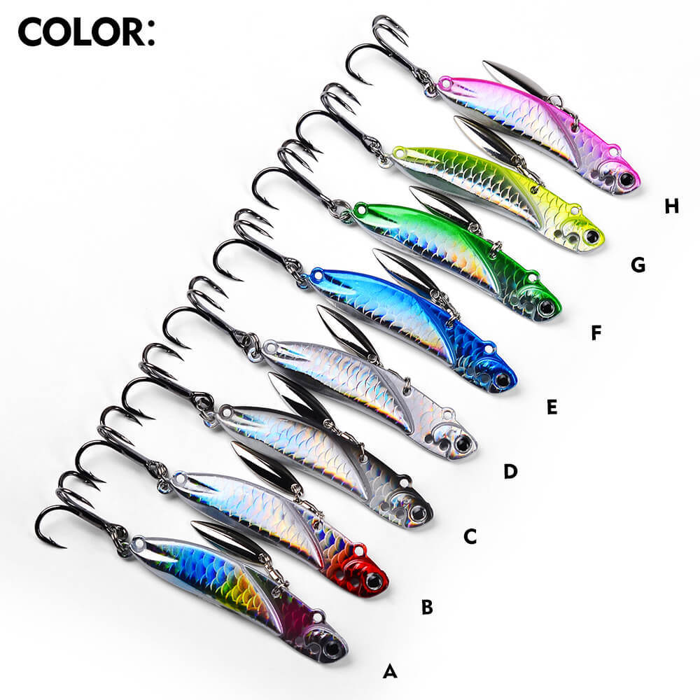 8x 5-20g Zinc Alloy Laser Surface Lures Jig Rotating Metal Sequin VIB ...