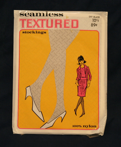 Vintage Seamless Textured Stockings 100% Nylon - Size 10 Off Black | eBay
