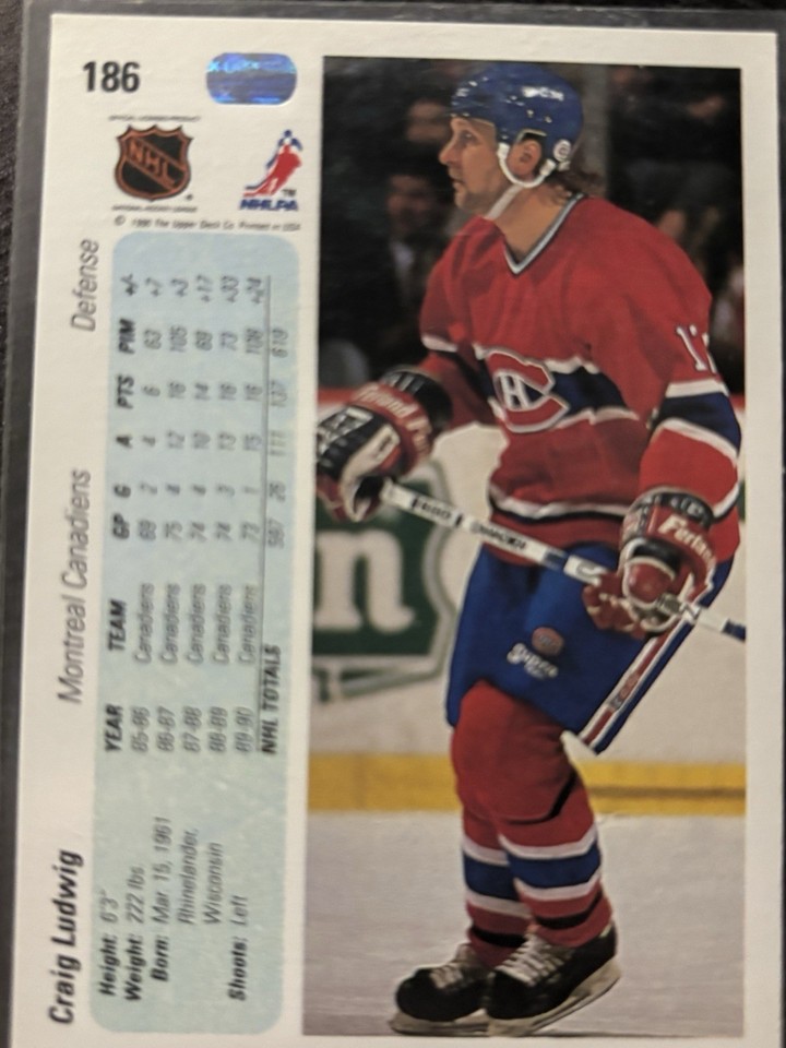 Craig Ludwig Montreal Canadians autographed hockey card (1991-92 Upper ...
