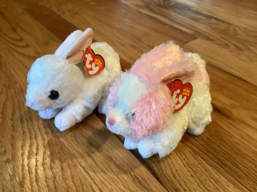 Set of 2 Ty Beanie Baby Bunnies: COTTON & SORBET - 6” NEW | eBay