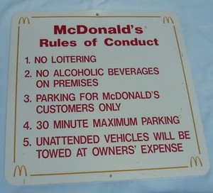 McDonalds Restaurant Rules of Conduct Porcelain Metal Sign 24" Square ...