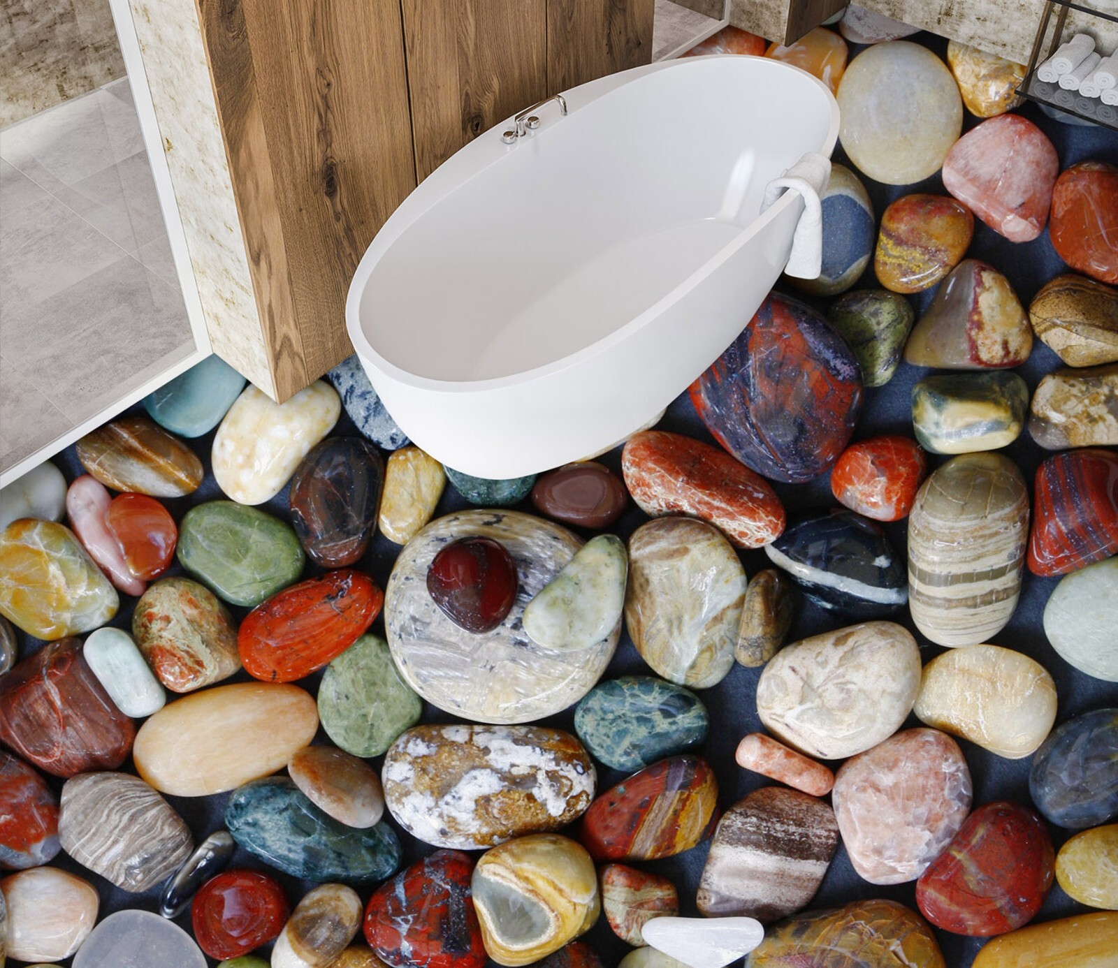 3D Beautiful Pebbles K586 Floor WallPaper Murals Wallpaper Mural Print ...