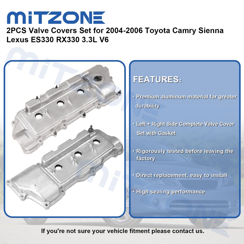 2x Valve Covers Set for 2004-2006 Toyota Camry Sienna Lexus ES330 RX330 ...
