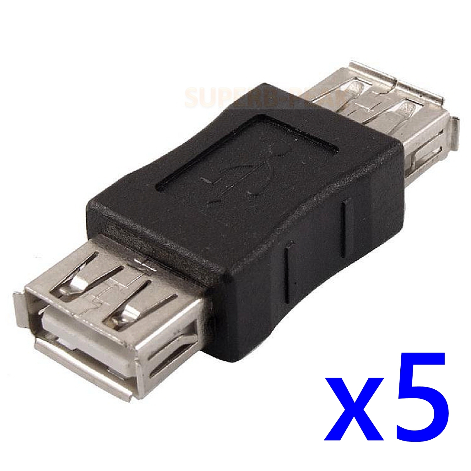 5 pcs USB 2.0 Female to Female Converter Adapter Connector Joiner ...