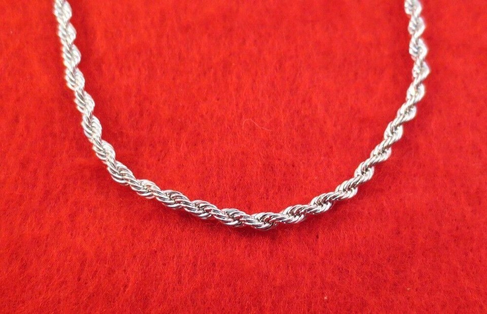 16,18,20,24,30 INCH STERLING SILVER .925 PLATED 3 MM ROPE CHAIN ...