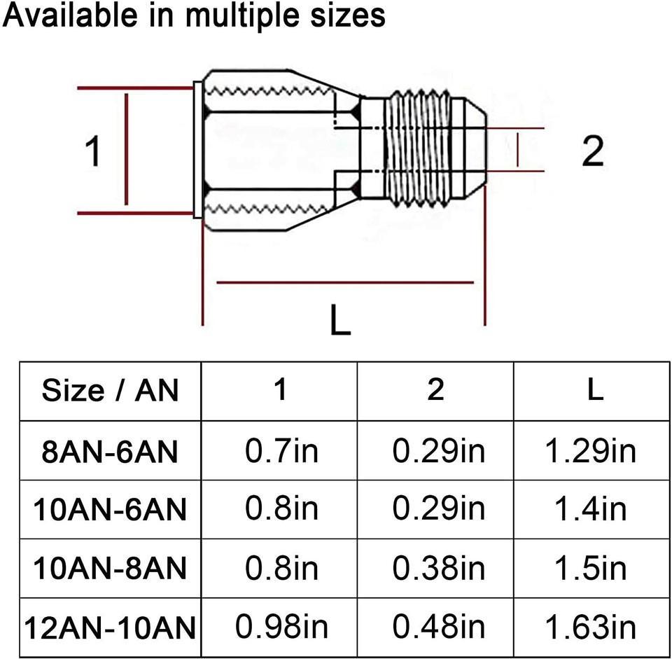 Female AN8 AN10 to AN6 AN8 Male Flare Reducer Hose Fitting Adapter ...