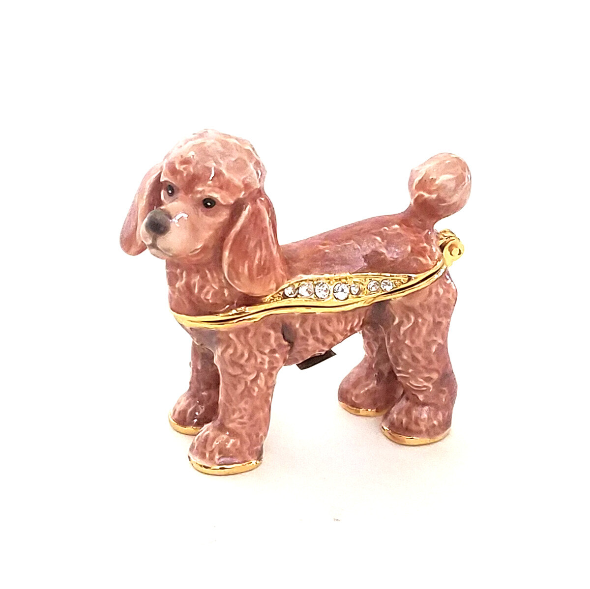 Regal Poodle Dog Pewter Bejeweled Hinged Miniature Trinket Box ...