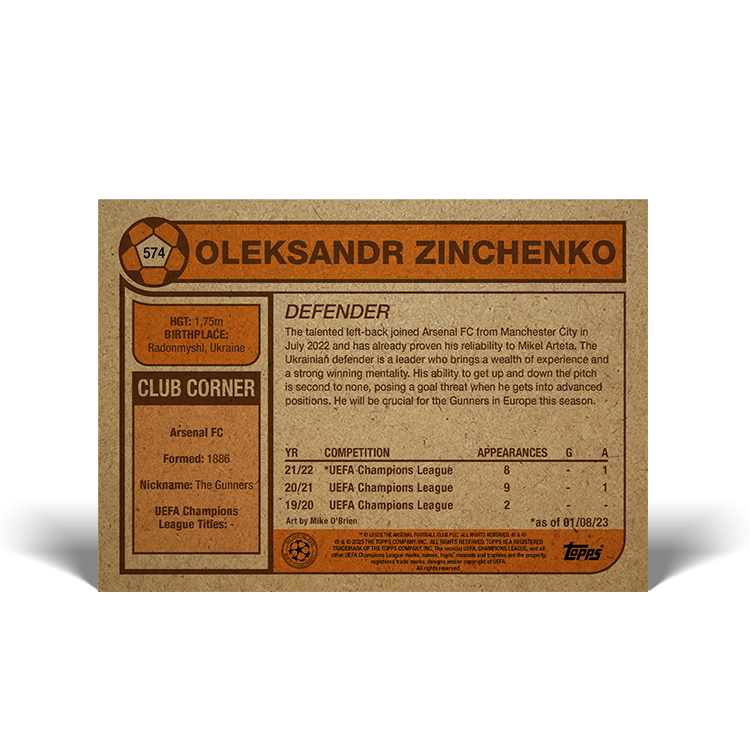 Topps UCL Living Set - Card 574 - Oleksandr Zinchenko - Arsenal | eBay