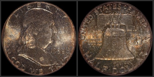 1958 Franklin Half Dollar NGC MS65 Toner Silver US Old Type Coin Crusty ...