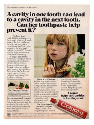 vintage 1970s print ad Colgate Toothpaste health oral care MFP Fluoride ...