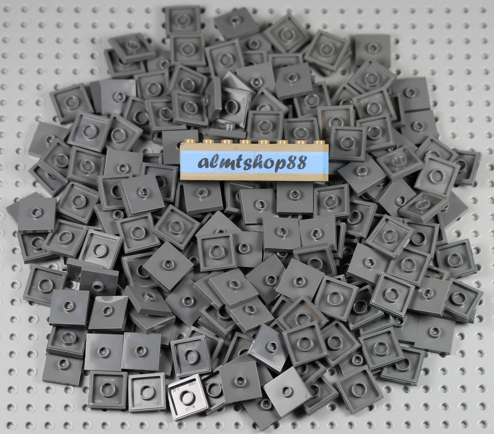 LEGO - 2x2 Dark Bluish Gray Tiles w/ Groove & CENTER STUD Plates Jumper ...