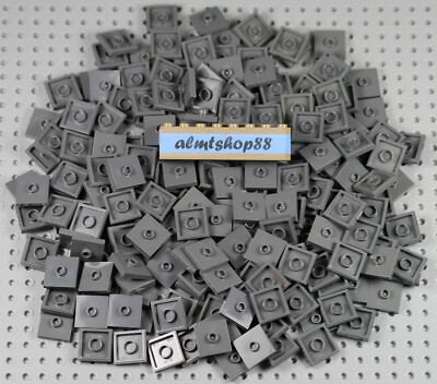 LEGO - 2x2 Dark Bluish Gray Tiles w/ Groove & CENTER STUD Plates Jumper ...