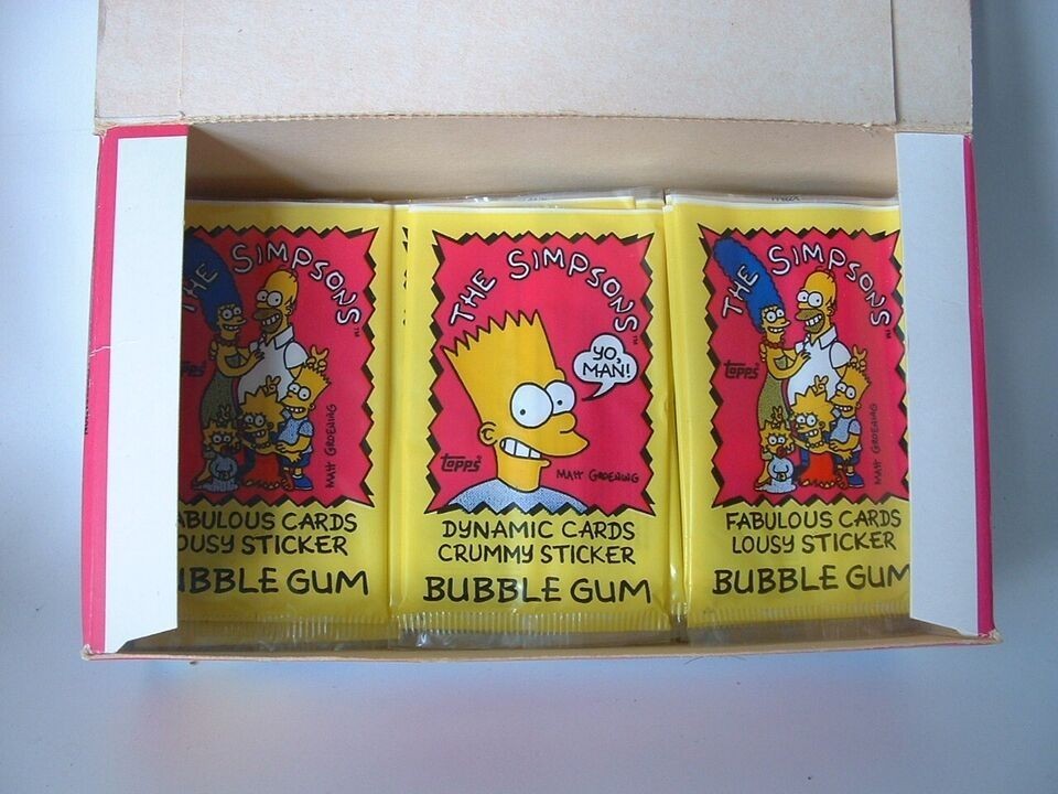 1991 Topps Ireland UK The Simpsons Bubble Gum box with 36 empty pack ...