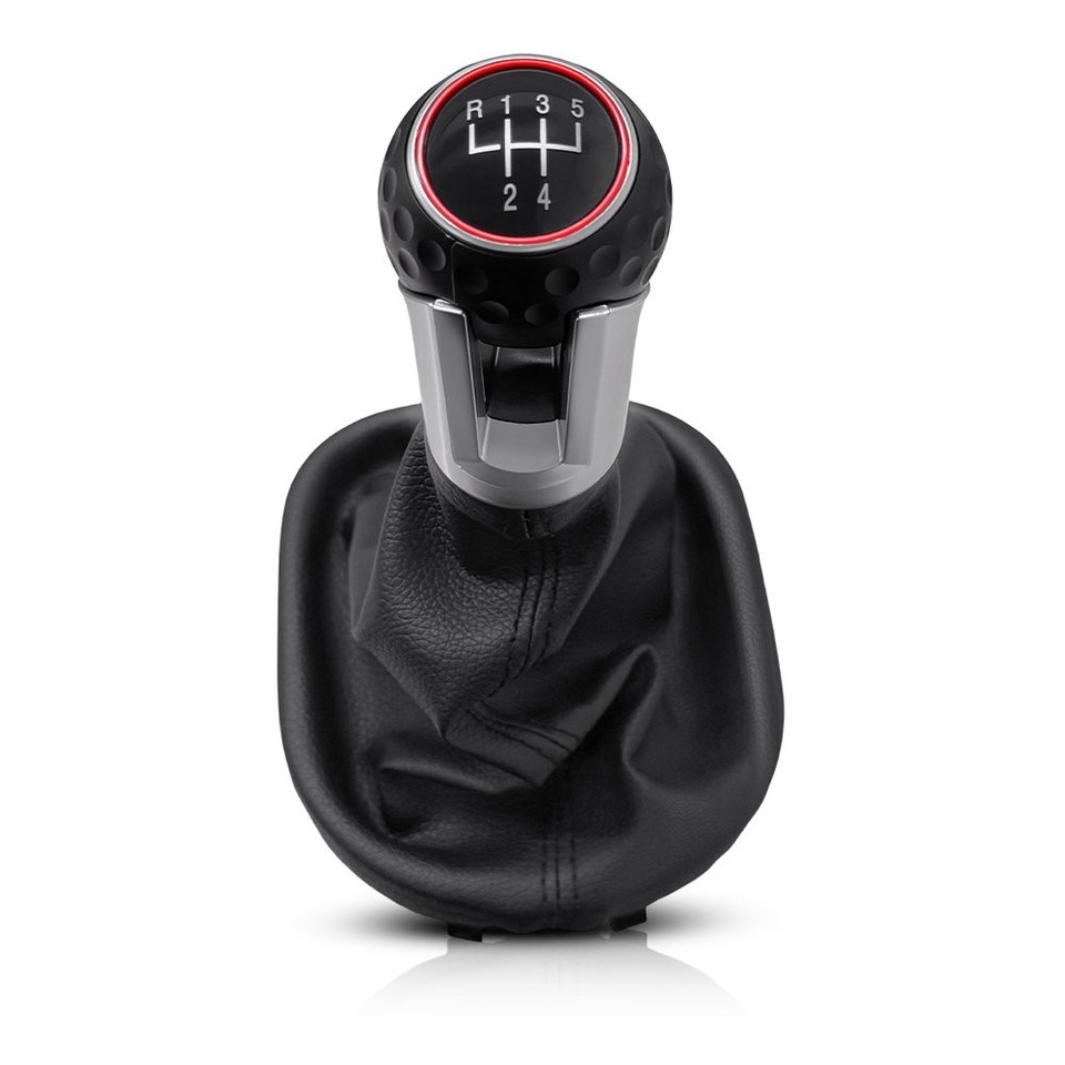 Shifter Boot Gaiter 5-Speed Gear Shift Knob Leather Black For VW Caddy ...