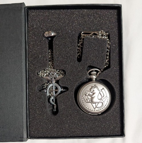 Fullmetal Alchemist Edward Elric Silver Clock Flamel Cross Pendant Ring ...