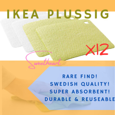 IKEA Swedish Dishcloth Sponge Dish (12 Sets) PLUSSIG Towel Absorbent ...