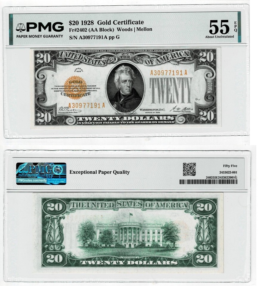 Sequential Gold Certificates $20 Fr. 2402 PMG Super Rare | eBay