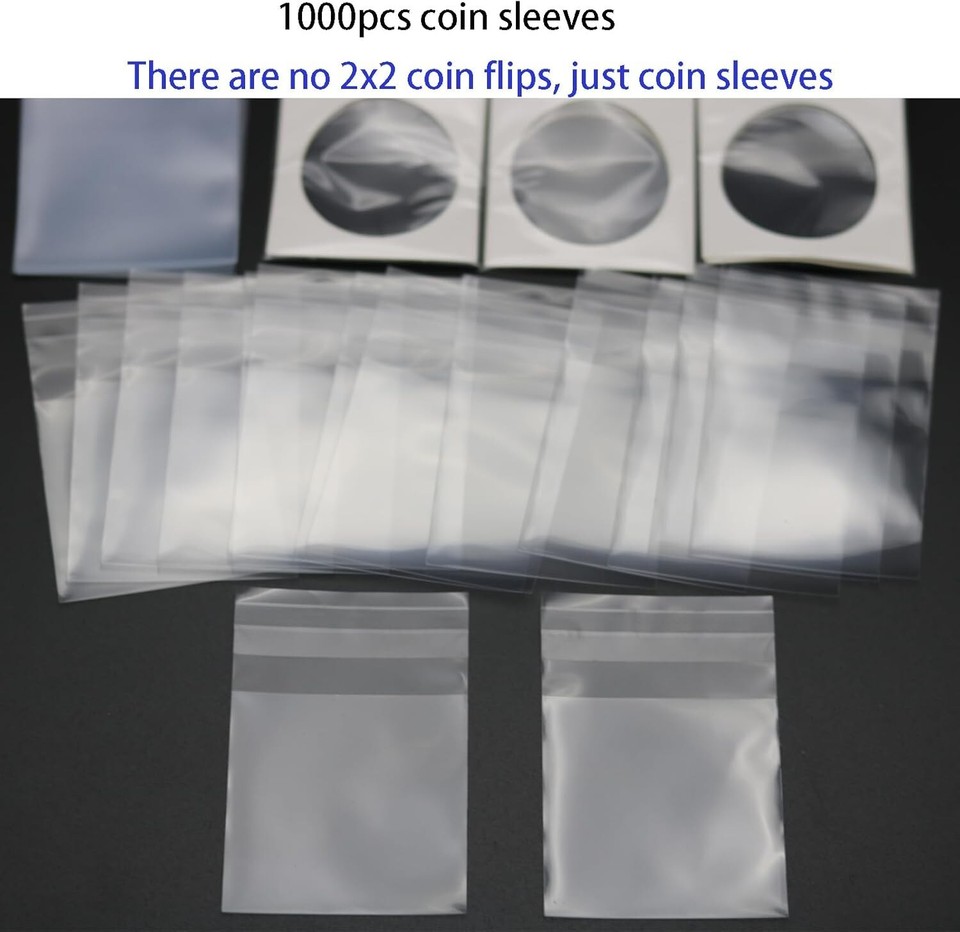 2x2 Coin Flip Sleeves - 1000pcs, No Stapler Needed, Protectors ...