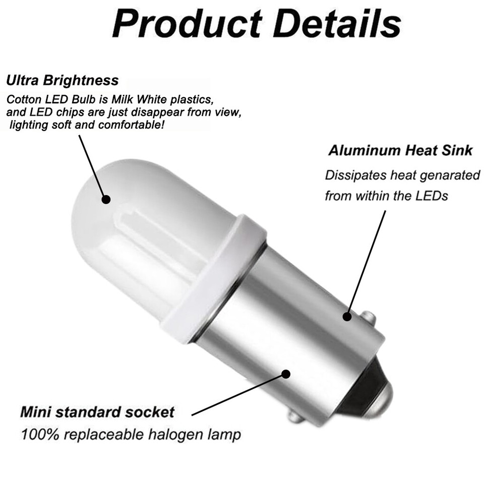 10Pcs White # 433 light led bulbs 18 Volt Bayonet Base bulb for Lionel ...